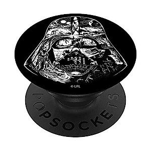 Star Wars Darth Vader Helmet Saga Black And White PopSockets PopGrip: Swappable Grip for Phones & Tablets