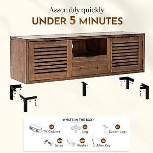 Bme Millie Solid Wood TV Stand for TVs up to 65 Inches, Modern Farmhouse TV Stand with Rustic Charm, TV Stands for Living Room, Chestnut