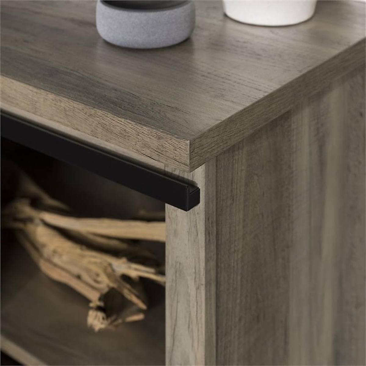 Walker Edison Corbin Modern Farmhouse Sliding X Barn Door TV Stand for TVs up to 80 Inches, 70 Inch, Grey Wash