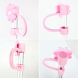 4Pcs Silicone Straw Covers Compatible with Stanley Cups, Dust-Proof Straw Caps for Water Bottles