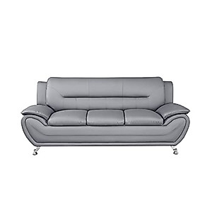 US Pride Furniture Michael Collection Modern Style Faux Leather Versatile Couch for Living Room, Bedroom or Office-Comfortable Design and Elegant Look, Loveseat, Sofa, Cloud Grey