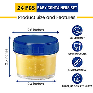 6 Pack Baby Food Storage Containers with Labels-4 Oz Baby Food Jars, Leak Proof, Puree Glass containers with lids Microwave & Dishwasher Safe Infants Kids & Growing Babies