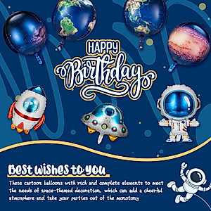 8 Pieces Galaxy Space Balloons Large Outer Space Cartoon Balloons Inflatable Rocket Astronaut Earth Spaceship Planet Balloons Space Themed Party Supplies for Galaxy Birthday Party Photo Booth