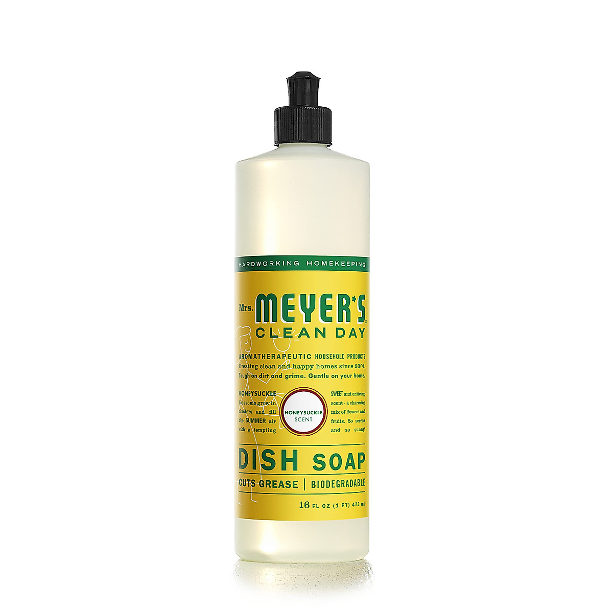 Mrs. Meyers Clean Day Liquid Dishwashing Soap, Honeysuckle, 16 oz 1 pack