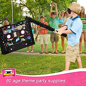 Deekin 3 Pcs Cute Piñata Set Include Piñata with Stick Eye Mask Large Piñata Money Piñata for Kids Music Science School Sports Bridal Shower Birthday Party Decorations Supplies(Cassette Tape)