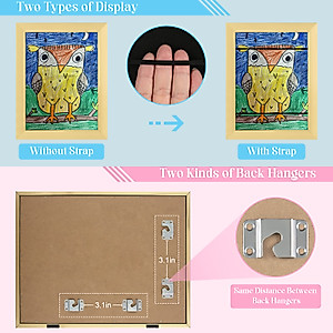 [2-Pack] Kids Art Frames, 8.5x11 Front Opening Kids Artwork Frames Changeable, Gold Artwork Display Storage Frame for Wall, Holds 50 Pcs, for 3D Picture, Crafts, Children Drawing, Hanging Art,