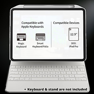 CoverBuddy iPad Pro 12.9 Inch Case 2022 - Magic Keyboard Compatible Case with Pencil Holder (5th Gen), Support Apple Pencil Charging - Compatible with Magic Keyboard, Smart Keyboard Folio (Black)