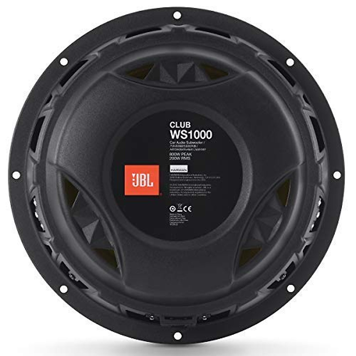 JBL Club WS1000 800W 10" Club Series 2 or 4-Ohm Selectable Shallow-mount Subwoofer