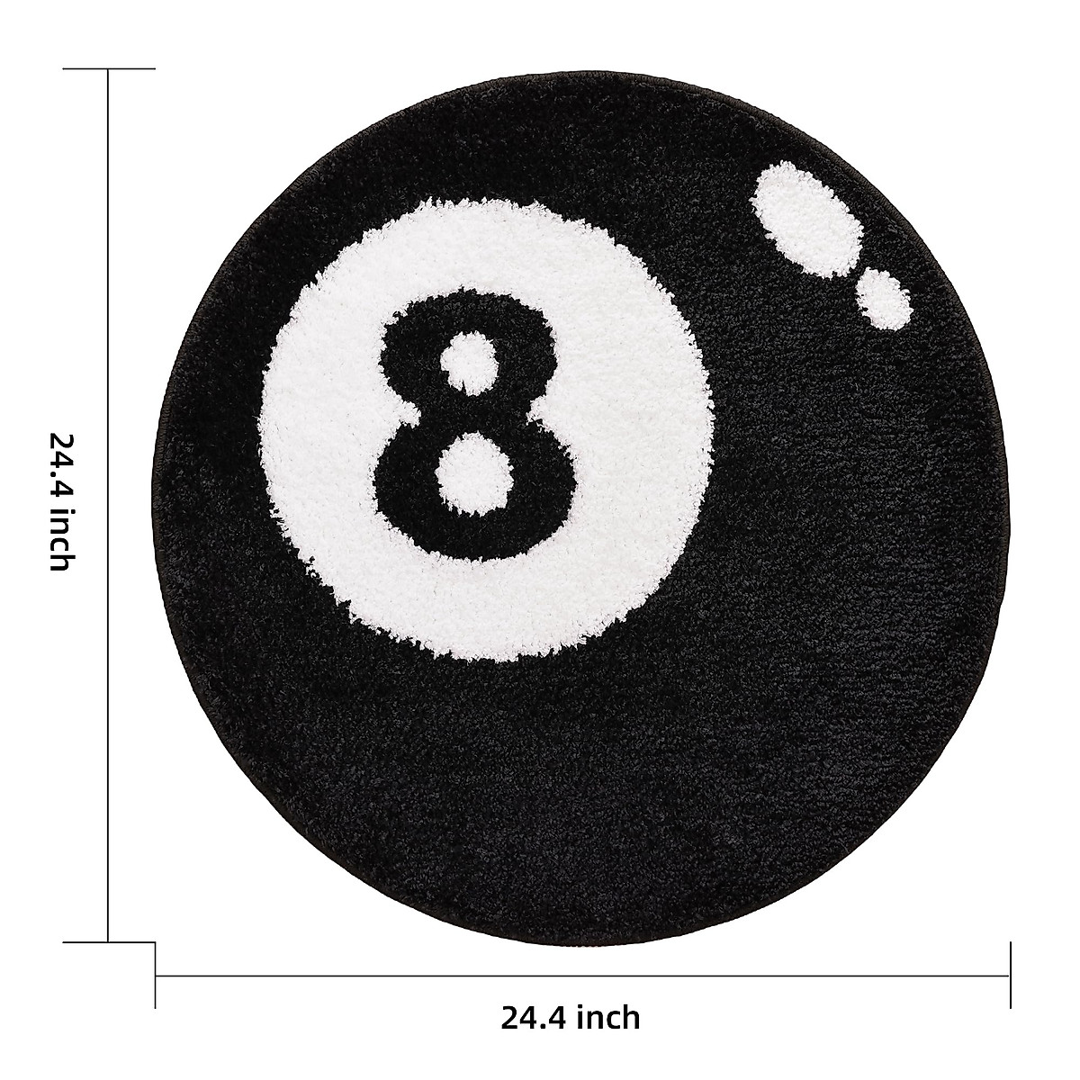 Panstar 8 Ball Rug, 24" Black and White Round Rug Non Slip Cool Aesthetic Rugs, Fun Hypebeast Rug for Bedroom Bathroom Living Room, Washable Y2K Rug for Y2K Room Decor