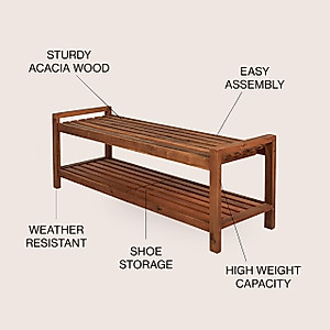 JONATHAN Y BNH102A Blane 50.8" 3-Seat Mid-Century Modern 600-Lbs Support Acacia Wood Slat Outdoor Garden Patio Bench for Garden, Lawn, Backyard, Pool, Deck, Beach, Firepit, Teak