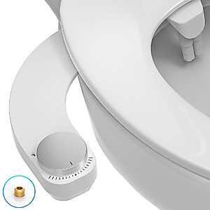 Bidet Attachment for Toilet - WITHLENT Ultra-Slimt Bidet Non-Electric Dual Nozzle (Frontal & Rear Wash) Adjustable Water Pressure, Water Bidet Toilet Seat Attachment (Silver)