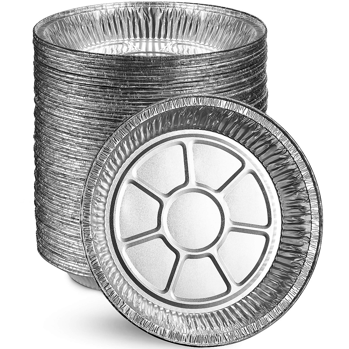 MontoPack 9” Aluminum Foil Pie Pans | Round Disposable Containers with Angled Walls for Tart Baking, Storing, Serving & Reheating | Freezer and Oven Safe, Recyclable | 50-Pack of Cake Tins