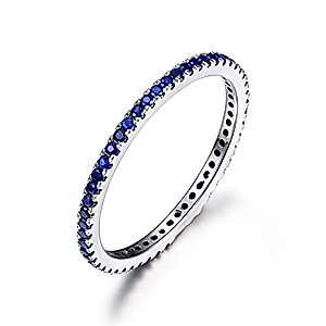 VS Sapphire Wedding Band,Full Eternity,14K White Gold,Anniversary Ring,Wedding Engagement Ring,Promise