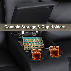 Consofa Loveseat Recliner Reclining Loveseat with Console, Wall Hugger Loveseat Recliner, Double Reclining Loveseat with Side Pockets & Cup Holders for Living Room, Office, Home Theater