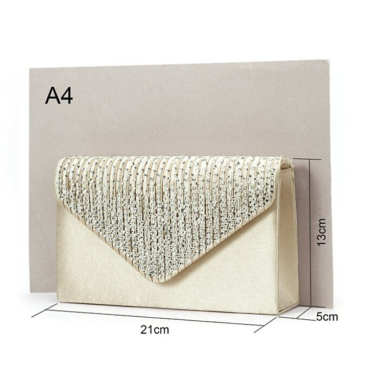 U-Story Women's Rhinestone Satin Frosted Evening Wedding Clutch Bag Handbag Purse (Red)