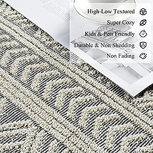 5x8 Area Rugs for Living Room Machine Washable Rug Woven Textured Neutral Boho Rug Ultra Soft Moroccan Carpet Ideal for Bedroom Dining Room Dorm Playroom Office, Bluish Grey