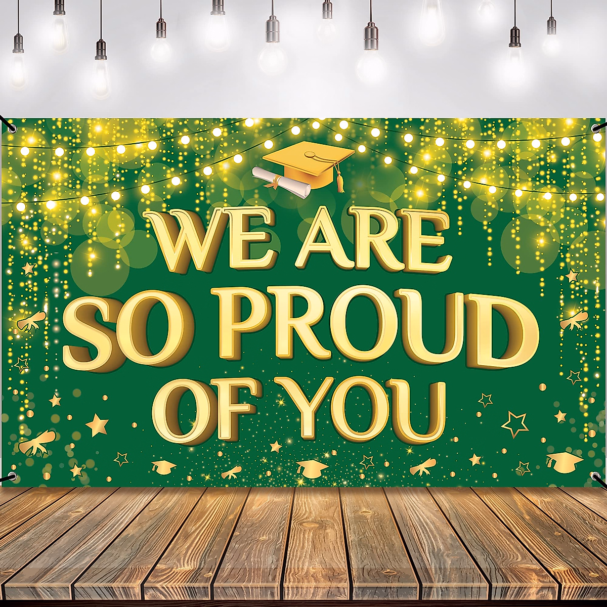 KatchOn, We are So Proud of You Banner - XtraLarge 72x44 Inch | Graduation Backdrop Green and Gold for 2024 Graduation Party Decorations | Congratulations Banner, Graduation Decorations Class of 2024