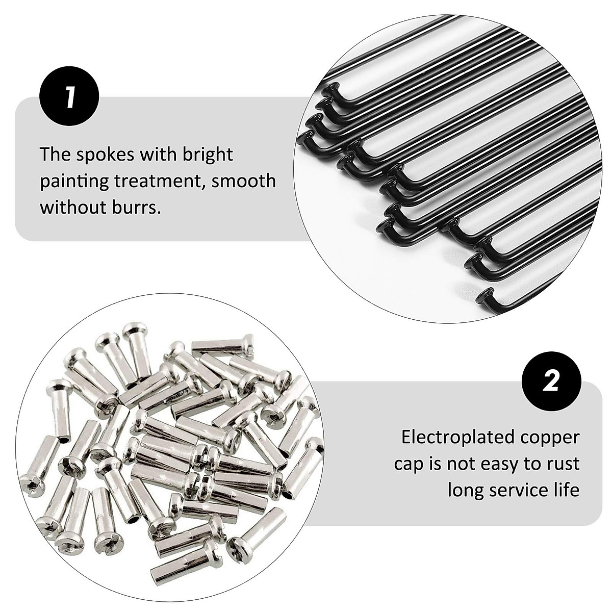 BESPORTBLE 36Pcs Bend Bicycle Spokes with Nipples 260mm Stainless Steel Cycling Spokes for Mountain Bike