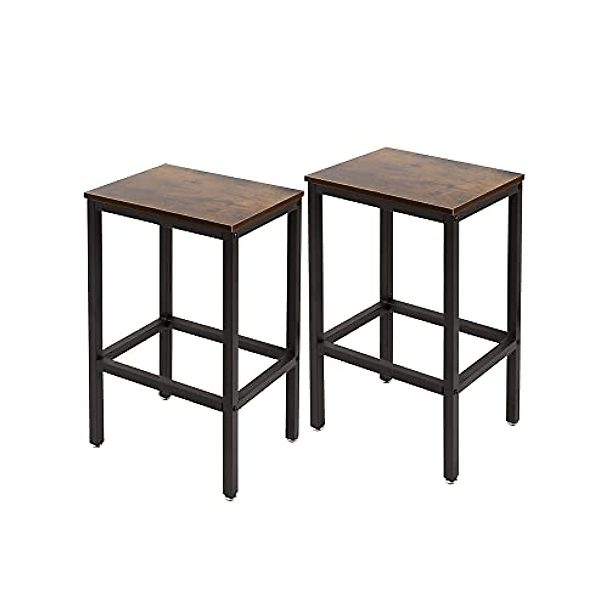 Coral Flower Set of 2 Bar Chairs, Kitchen Breakfast Bar Stools with Footrest, Industrial in Living Room, Party Room, Rustic Brown