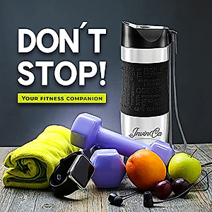 INVINCEA ONE-CLICK Travel Mug: Thermal Vacuum-Insulated Coffee Mug, Double-Wall Stainless Steel Durable Mug with a Leak Proof Lid for your Daily Hot/Cold/Ice Drinks; 16-oz Metal Cups. Black/Violet