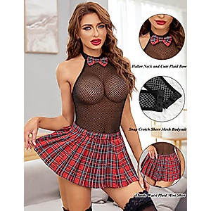 Avidlove Women Schoolgirl Outfit Lingerie Costume Lingerie Set Sexy Halloween Outfits Exotic Lingerie