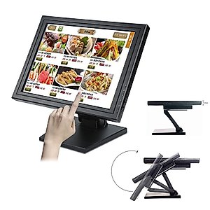 RENVIERY 17" Touch Screen LCD Display LED Monitor USB for POS/PC Windows 1280 * 1024 with Speakers with HDMI,Touchscreen Foldable, Adjustable Angle