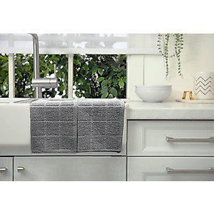 Mellow Buff 100% Cotton Terry Dish Cloth Plain, 6 Pack 12 x 12 Inches, Super Soft and Absorbent Dish Rags, Perfect for Kitchen Cleaning and Dish Washing | Light Gray