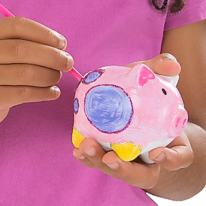 Melissa & Doug Created by Me! Piggy Bank Craft Kit with 4 Pots of Paint, Brush, Glitter, Stickers