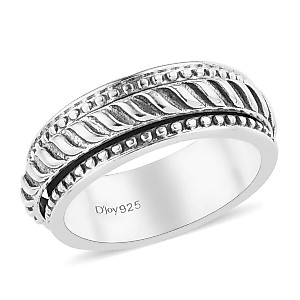 Shop LC Spinner Anxiety Rings for Men Women 925 Sterling Silver Swirl Statement Jewelry Wedding Band Stress Relief Gifts for Women Size 10 Birthday Gifts