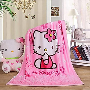 Blanket Cartoon Kitty Printing Throw Blanket Soft Cover Flannel Cozy Plush Fleece Blanket for Boys Girls Kids Toddler Baby (Larqe(55 in x 39 in))…… (Pink)