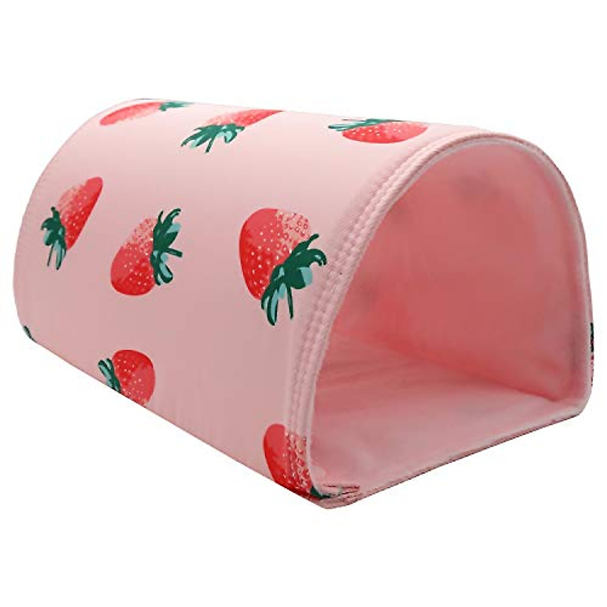 Handmade Small Animal Tunnel Sleeping Hideout Cave Nest with Canvas for Hedgehog Guinea Pig Hamster Rat Ferret Hamster Squirrel and Other Small Animal Beds (Strawberry)