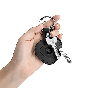 CaSZLUTION Holder Case for Tile Mate 2022 Tracker, Microfiber Leather Sleeve Case Protective Cover with Keychain Compatible with Tile Mate, 1 Pack (Black)