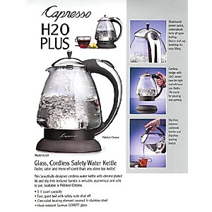 Capresso 259 Water Kettle, 10" x 8.25" x 6.25", Polished Chrome
