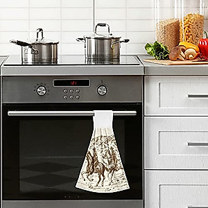 WELLDAY 2 Pcs Hanging Hand Towels Soft Absorbent Western Desert Cowboy Towel for Kitchen Bathroom