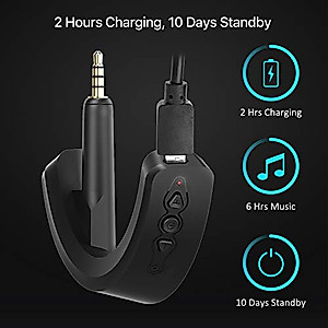YOCOWOCO aptX Wireless Bluetooth 5.0 Adapter for Bose QuietComfort QC 15 QC 2 with Mic/Volume Control, Black