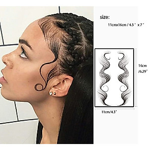 Fake Edges Baby Hair Temporary Tattoo Side Bang Stickers,2 Styles Popular Waterproof Fake Hair Fringe Edge Tattoo Stickers, Novelty Wig Natural Fashion Look Beauty Diy Hair Curler For Women Girls