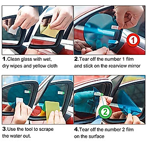 Car Rearview Mirror Waterproof Film - 6 Pieces Side Mirror Film Anti Fog Film for Car Rainproof Mirror Window Film Transparent Nano-Coated Protective Sticker for Cars Trucks Bus Side Windows