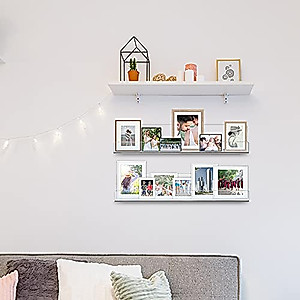 ECOSEAO Kids Floating Bookshelves, Acrylic Wall-Mounted 13.7 inches 4 Pack, Clear Invisible Wall Bookshelves Ledge Book Shelf, 5MM Thicker with Free Screwdriver (13.7inch-4Packs)