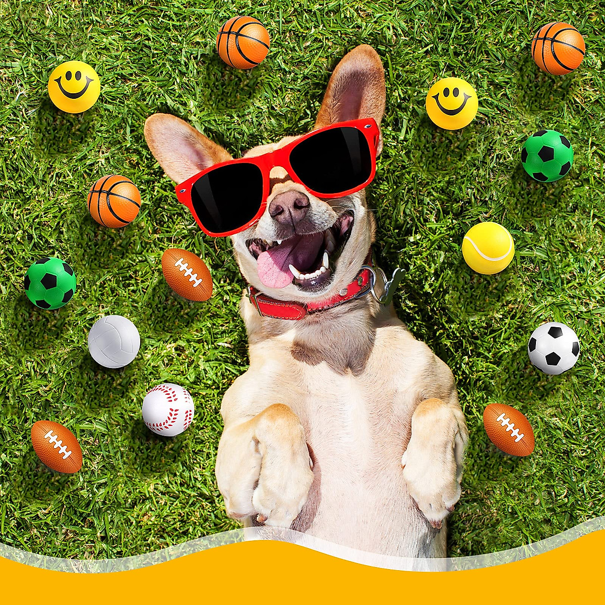 40 Pcs Sports Balls Bulk Kids Small Mini Stress Ball for Party Favor Toy, Including Basketball, Football, Volleyball Baseball, Soccer, Tennis for Stress Relief School Carnival Operation Christmas