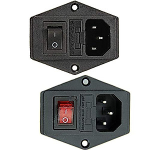 Gump's grocery 2PCS Black Red AC 250V 10A 3 Terminal Power Socket with Fuse Holder