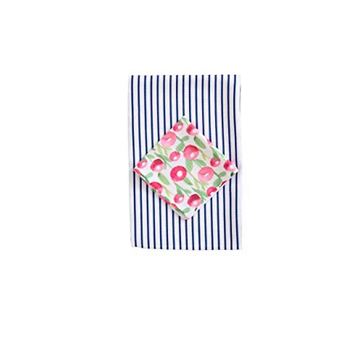 Crae Home Waffle Weave Pattern Microfiber Hand Towel Wash Cloth Set (Indigo/Poppie)