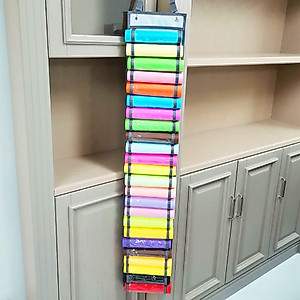 WAQIAGO Vinyl Roll Holder,24 Compartments Vinyl Roll Organizer Door and Wall Mount, Hanging Craft Storage Bag Over Door,Scrapbook Paper Storage, Gift Wrap Organizer, 50x8.66inch (W170950E1PTZP)