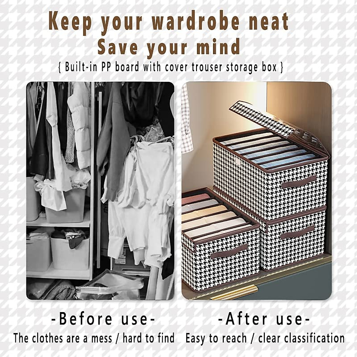 Ozeupeka foldable indoor clothes storage box with handles, large space closet closet storage storage box for clothes/jeans/skirts/shirts/T-shirts, 1PCS (7 Grids)