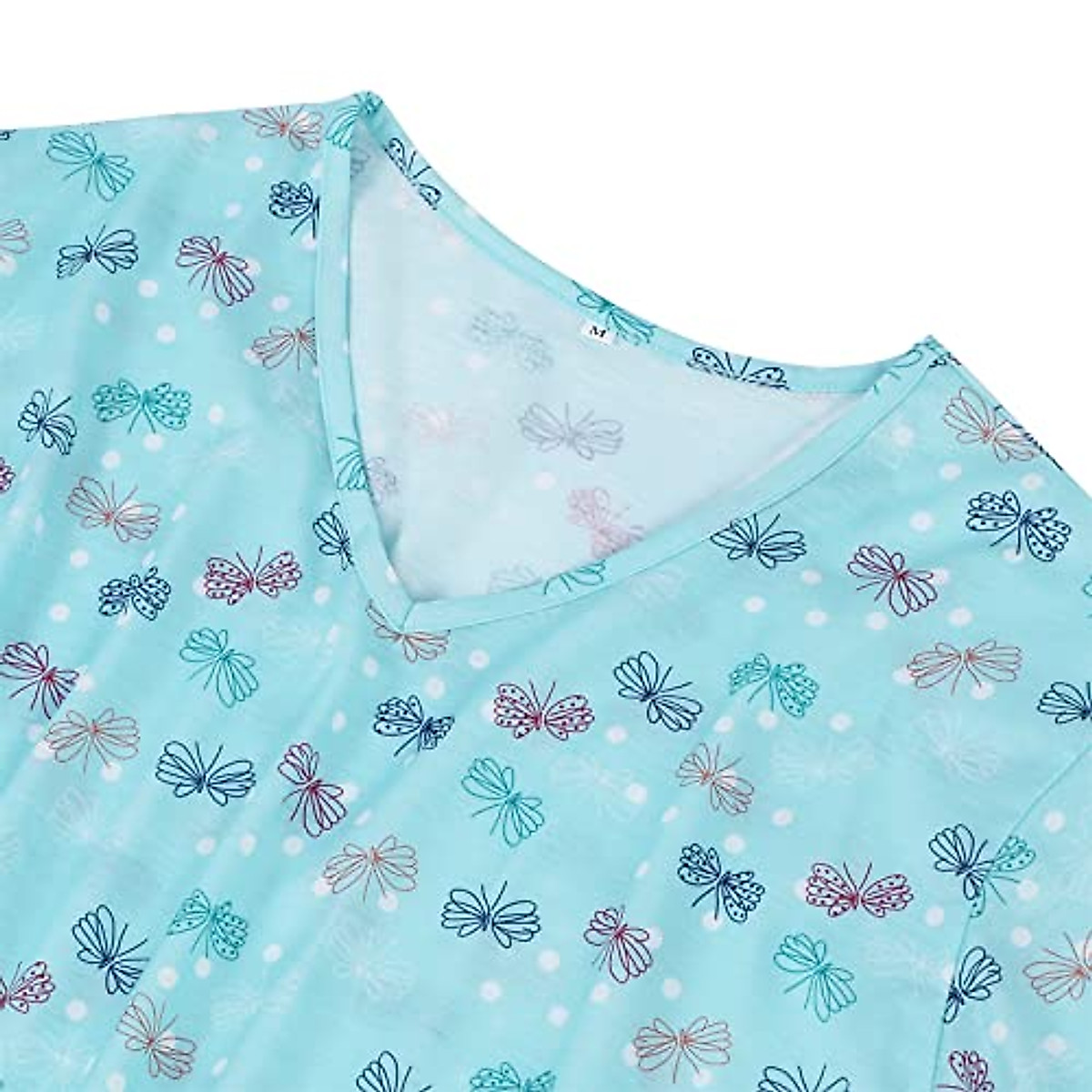 Women Summer Pajamas Soft Sleepwear Top with Capri Pants Ladies ShortSleeve Cotton Pajamas Sets Blue Butterfly Large