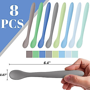 HAKSEN 8PCS Silicone Feeding Spoons, Baby Spoons Training Spoons Silicone Baby Utensils Infant Spoons for First Stage Baby and Parents