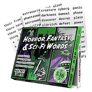 Poetry Tiles - Horror, Fantasy, SciFi Themed Word Magnets for Fridge - 536 Fridge Word Magnets Geek Gift Kit for Refrigerator Poems and Stories - Spooky Gifts for Kids and Adults