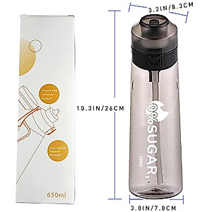 Air Water Bottle with 7 Flavor Pods, 650ML Fruit Fragrance Water Bottle, 0% Sugar Water Cup BPA Free, Sports Water Cup Suitable for Gym and Outdoor Sports (Black)
