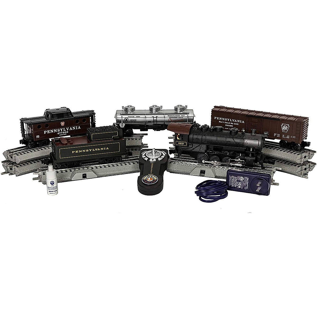 Lionel Pennsylvania Flyer LionChief 0-8-0 Freight Set with Bluetooth Capability, Electric O Gauge Model Train Set with Remote