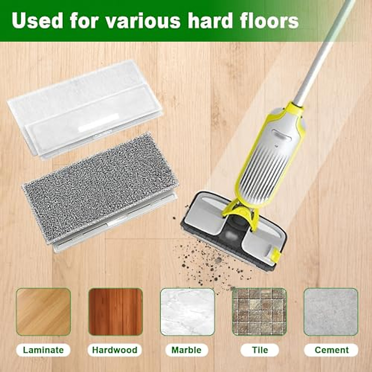 Gogintik Flannel Composite Replacement Pads for VACMOP Disposable Hard Floor Vacuum and Mop Pad Refills, 8 Count