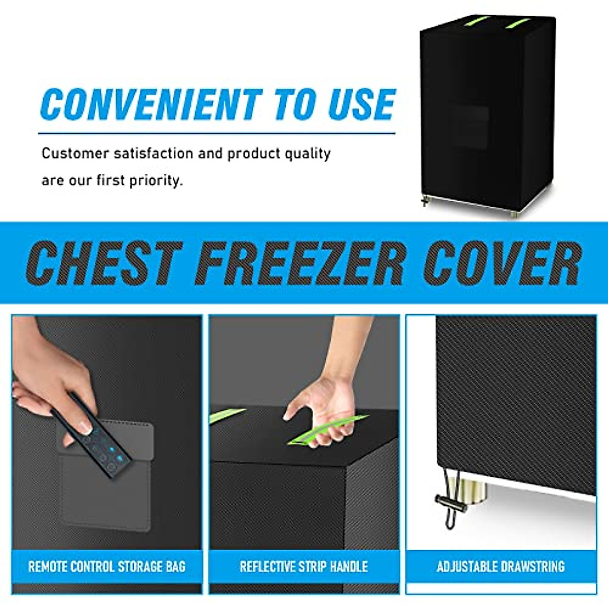 ZUYIYI Mini Chest Freezer Cover, Outdoor Deep Freezer Cover Freezer Protector for 3.5 Cubic Feet 420D Oxford Waterproof Dustproof Sun-Proof Electric Smoker Cover 23"L x 23"W x 34"H, Black
